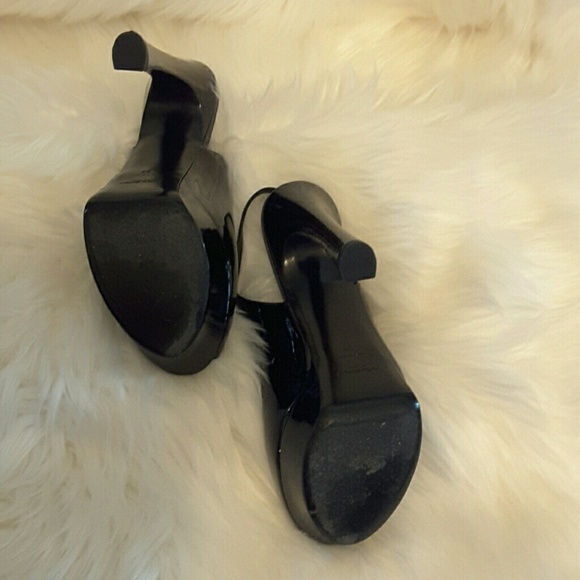 Yves Saint Laurent | Shoes | Authentic Ysl Black Patent Leather Peep ...